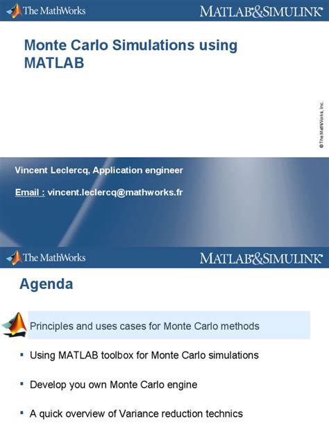 monte carlo simulations using matlab vincent leclercq application