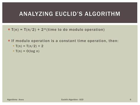 Euclids Algorithm For Greatest Common Divisor Time Complexity Analysis Pptx Science
