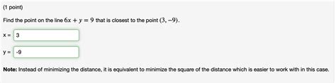 Solved Point Find The Point On The Line X Y That Chegg Com
