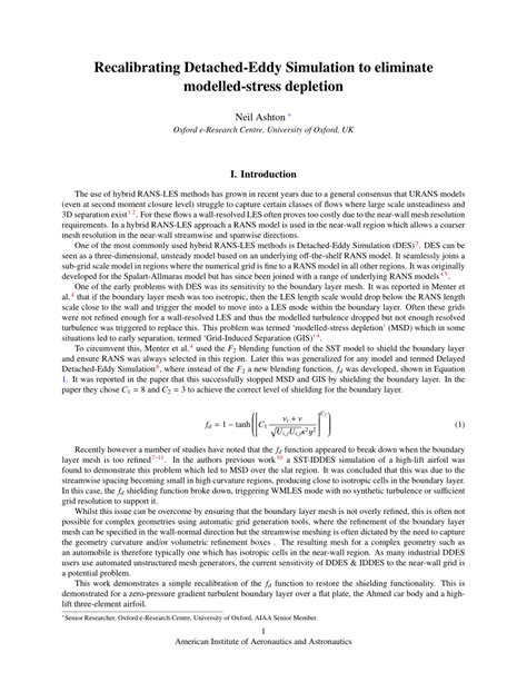 Pdf Recalibrating Delayed Detached Eddy Simulation To Eliminate