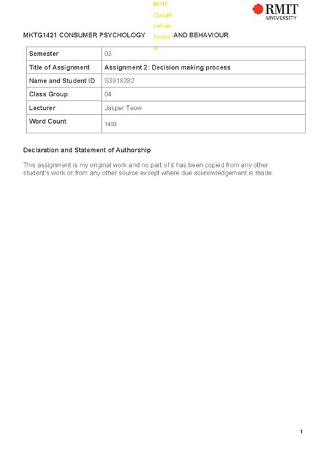 Mktg1421 Social Media And Mobile Marketing Classifi Cation Truste D