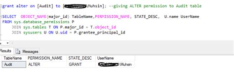 Sql Checking Truncatealter Permission For A Login Stack Overflow