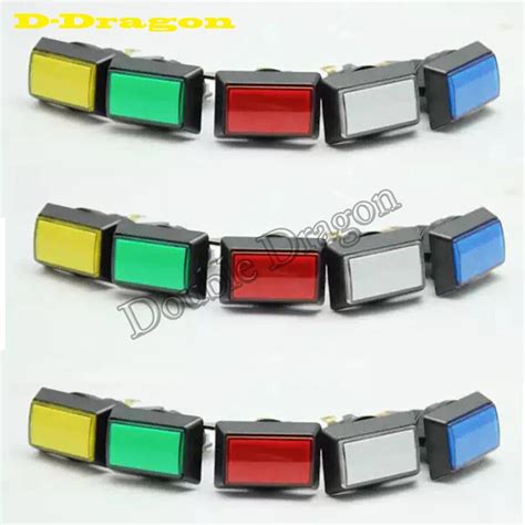 Mm Rectangle Push Button Bevel Edge V LED Illuminated Arcade Buttons With Microswitches
