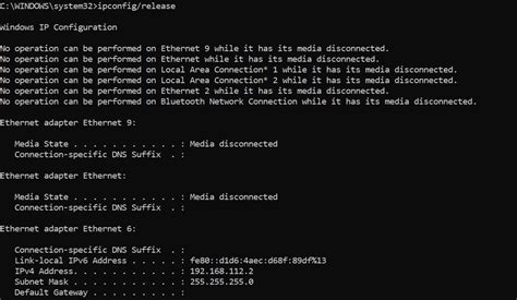 ipconfig release all about testing