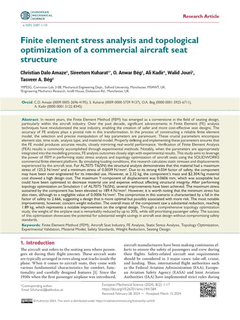 Finite Element Stress Analysis And Topological Opt Pdf Finite Element Method Stress