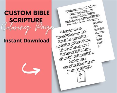 Scripture Coloring Craft Page Handmade Printable Your Verse Etsy