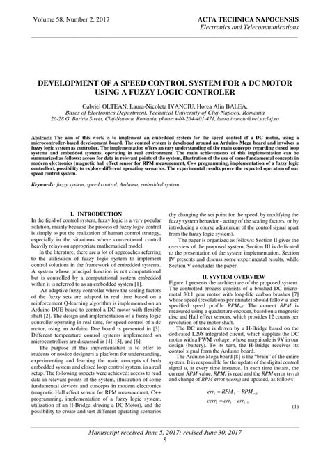 Pdf Development Of A Speed Control System For A Dc Motor Using A