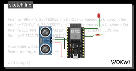 ESP ULTRASONIC SENSOR LED Wokwi ESP STM Arduino Simulator
