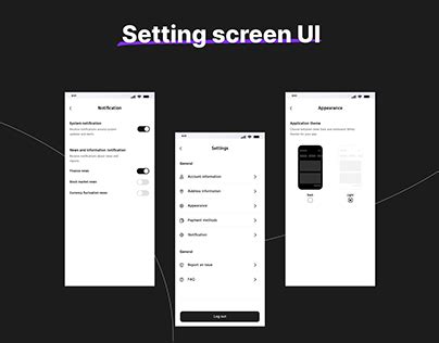 Setting UI Screen Projects Photos Videos Logos Illustrations And