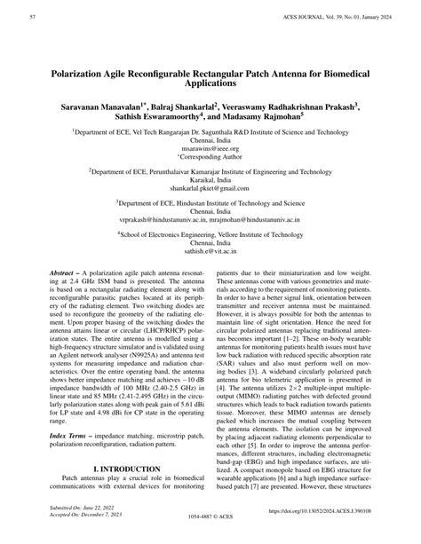 Pdf Polarization Agile Reconfigurable Rectangular Patch Antenna For Biomedical Applications