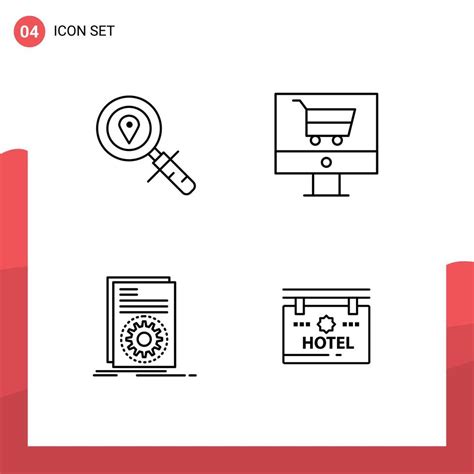4 User Interface Line Pack Of Modern Signs And Symbols Of Map