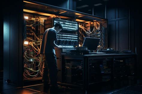 It Professionals Configuring Servers Premium Ai Generated Image