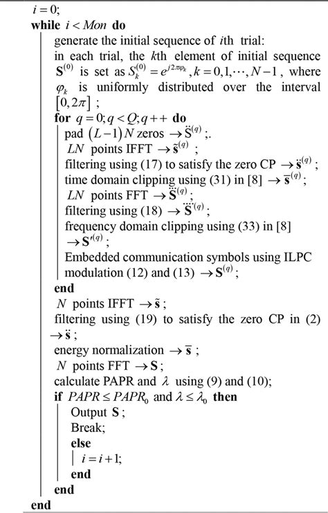Algorithm 1 The Cp‐ofdm Sequence Design Algorithm Download