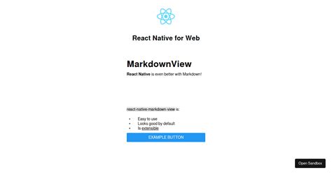 React Native Markdown View Examples Codesandbox