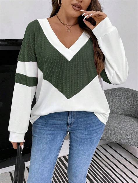 Shein Essnce قميص ثقيل لونين مقاس كبير شي إن