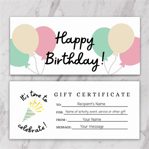 Birthday T Certificate Template Birthday Coupons Last Minute