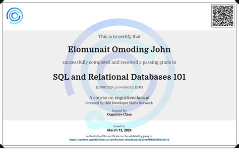 Ibm Db0101en Certificate Cognitiveclass