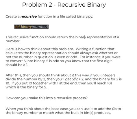 Solved Problem Recursive Binary Create A Recursive Function In A File Answer