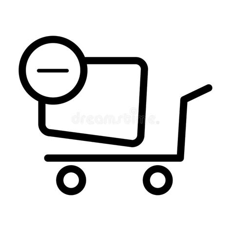 Shopping Cart Vector Icon Black And White Remove Item From Cart Illustration Outline Linear