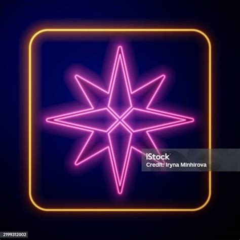 빛나는 네온 바람 장미 아이콘은 검은 배경에 고립되어 있습니다 여행에 대한 나침반 아이콘입니다 내비게이션 디자인 벡터 경도에 대한 스톡 벡터 아트 및 기타 이미지 Istock