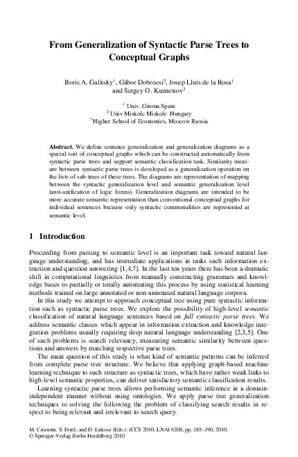 Pdf From Generalization Of Syntactic Parse Trees To Conceptual Graphs
