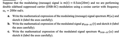 Solved Suppose That The Modulating Message Signal Is Chegg Com
