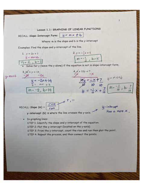 lesson 1 1 graphing linear functions pdf