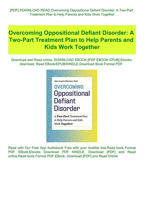 PDF DOWNLOAD READ Overcoming Oppositional Defiant Disorder A Two Part Treatment Plan To Help