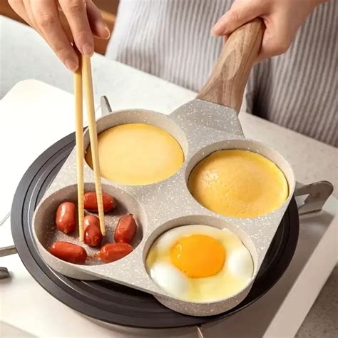1pc 가정용 4홀 프라이팬 주방 팬 넌스틱 팬 아침 식사 계란 햄버거 소형 프라이팬 스테이크 냄비 Temu Republic
