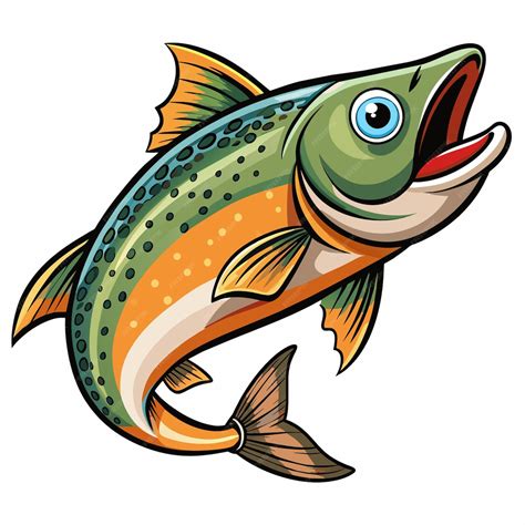 A Drawing Of A Rainbow Trout With A Red Beak Premium Ai Generated Vector