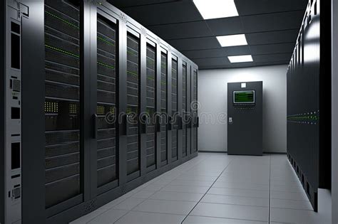 The Data Center Has A Room With Rows Of Server Hardware Stock Illustration Illustration Of