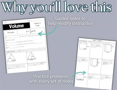 Volume Guided Notes And Practice Problems Bundle 8th Grade Geometry