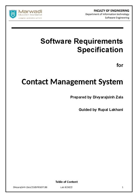 Srs For Contact Management System Cms Built In Python Studocu