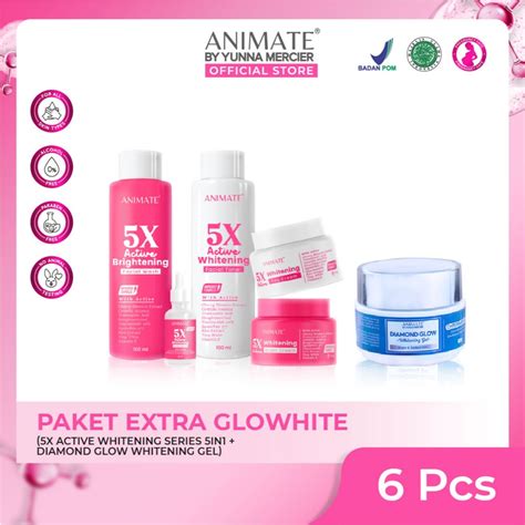 Jual Animate Paket Extra Glowhite Animate 5x Active Whitening Series 5in1 Animate Diamond