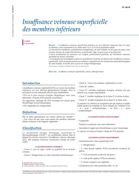 Insuffisance Veineuse Superficielle Des Membres Inférieurs Pdf