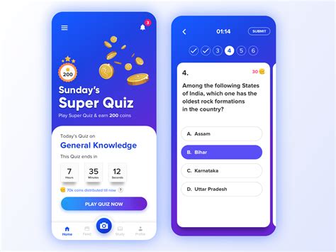 develop a simple quiz app using flutter or react native