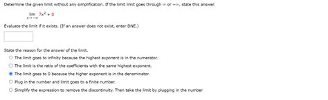 Solved Determine The Given Limit Without Any Simplification
