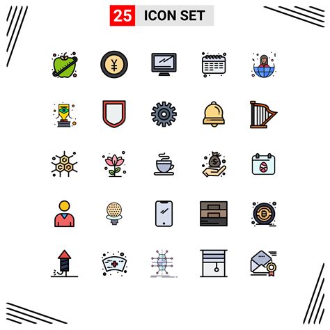 Universal Icon Symbols Group Of 25 Modern Filled Line Flat Colors Of Business School Computer