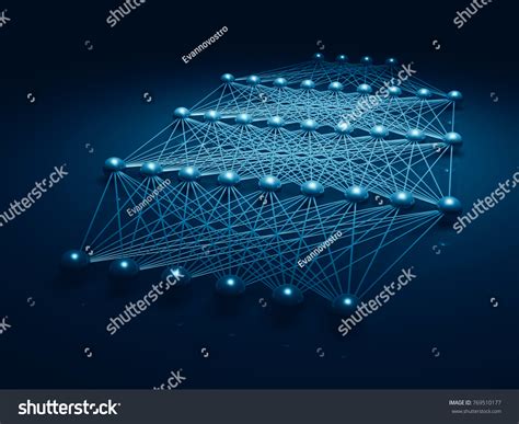 artificial deep neural network structure blue stock illustration