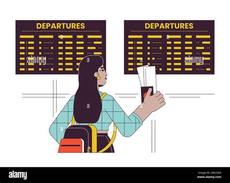 Airport Departure Flat Line Vector Spot Illustration Stock Vector Image And Art Alamy