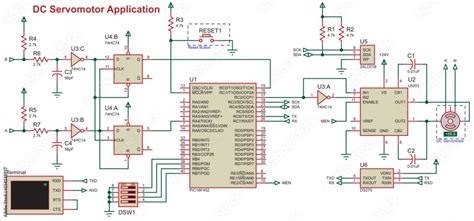vector electrical schematic diagram of an electronic device with a servo motor external eeprom