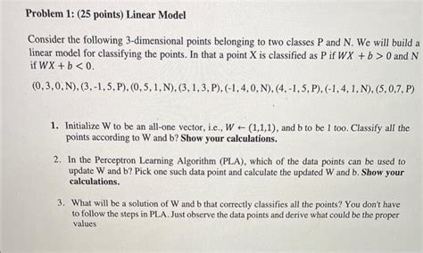 solved consider the following 3 dimensional points belonging