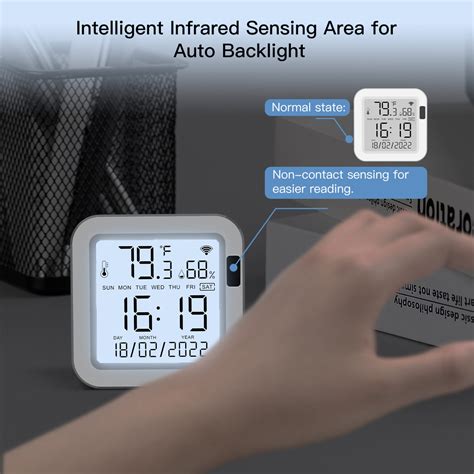 Wifi Temperature Humidity Sensor With Induction Activation Screen