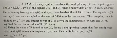 Solved A PAM Telemetry System Involves The Multiplexing Of Chegg Com