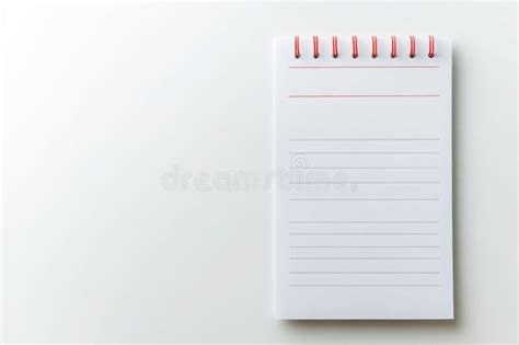 Empty Notepad With Spiral Binding And Red Accents On White Background For Jotting Notes Stock
