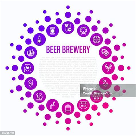 얇은 라인 아이콘원 모양의 맥주 양조장 개념 제조 공예 탭 머그잔 튤립 파인트 밀 홉 병 따개 배럴 바 또는 레스토랑에 대한 벡터 그림입니다 0명에 대한 스톡 벡터 아트 및