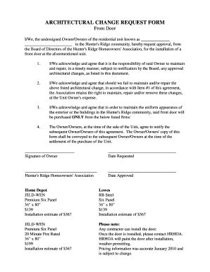 Fillable Online ARCHITECTURAL CHANGE REQUEST FORM Front Door Fax Email Print PdfFiller