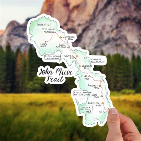John Muir Trail Map Jmt Sticker T For Jmt Hiker Hand Drawn Map