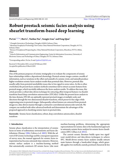 Pdf Robust Prestack Seismic Facies Analysis Using Shearlet Transform Based Deep Learning