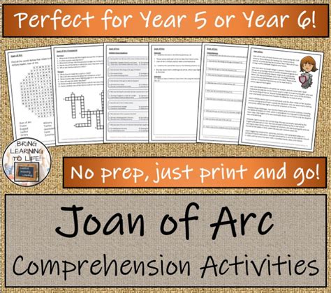 Joan Of Arc Reading Comprehension Activities Year 5 Or Year 6 Teaching Resources